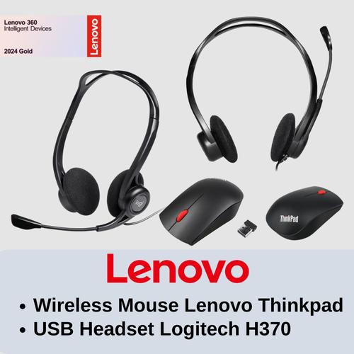 Jual Paket Wireless Mouse Lenovo Thinkpad + USB Headset Logitech H370 ...