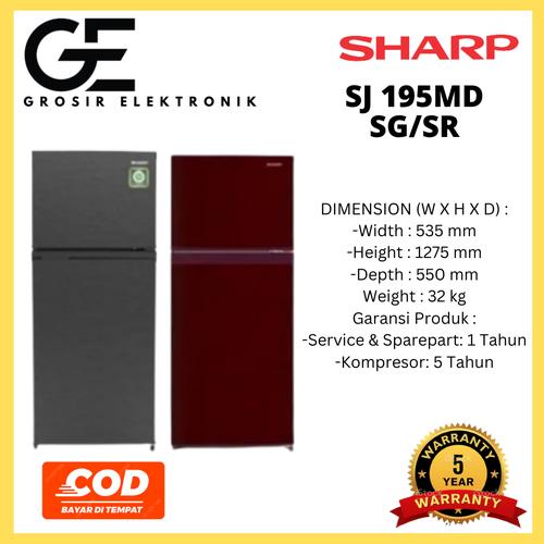 Jual KULKAS SHARP 2 PINTU SJ-195MD SR/SG GARANSI RESMI KAPASITAS 172 L ...