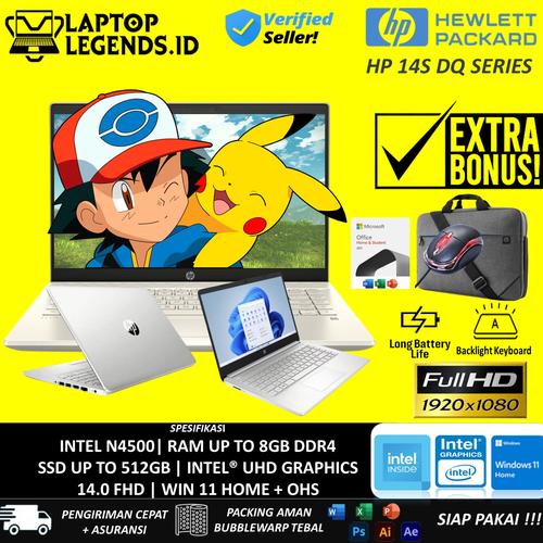 Jual LAPTOP NEW HP 14S DQ3109TU INTEL N4500 8GB 256GB 14.0 INCHI WINDOWS 11 HOME OHS - 8GB 256GB ...