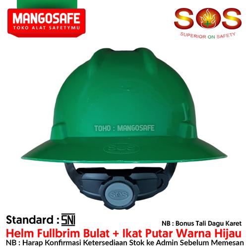 Jual Helm Safety Proyek Fullbrim SOS warna Hijau + ikat Kepala Putar ...