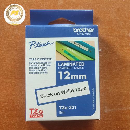Jual brother p-touch tape cassette 12mm black on white tape TZe-230 8m ...