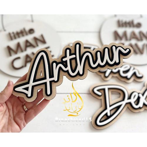 Promo wooden name /Tiga Lapis Kayu dan Akrilik/ huruf kayu / ukiran ...