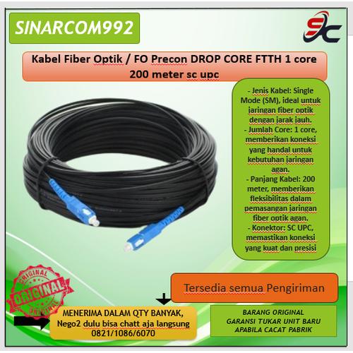 Jual Kabel Fiber Optik / FO Precon DROP CORE FTTH 1 core 200 meter sc ...