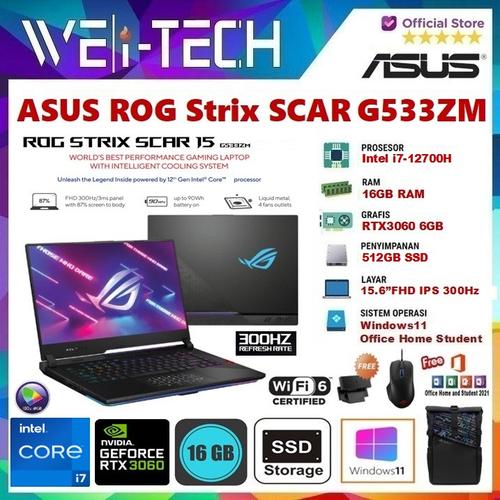Promo ASUS ROG Strix SCAR 15 G533ZM I7-12700H 16GB 512GB RTX3060 300Hz ...