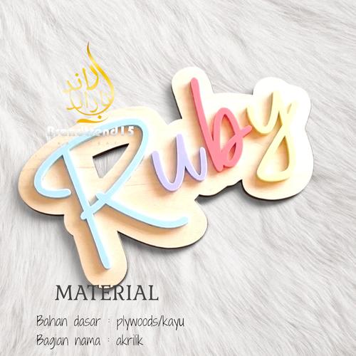 Jual wooden name Huruf Kayu Timbul Custom Nama Hiasan Dinding/2 Lapis ...