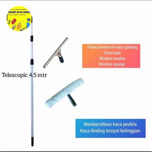Jual Teleskopik 4.5 Meter Dengan Window Washer 35cm dan Window Squeegee ...