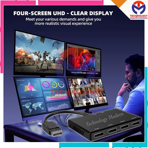 Jual 4K Multi Monitor 1 PC Extend 4 Display 120Hz (Tampil beda beda untuk 4 monitor tambahan ...
