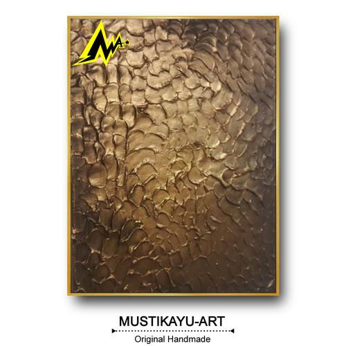 Jual lukisan abstrak modern tekstur gold 100x125 cm frame hiasan ...