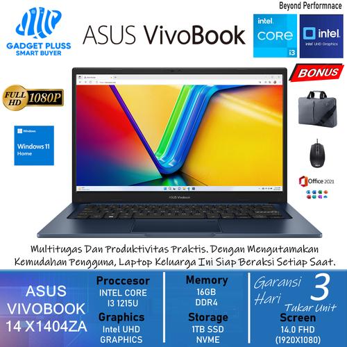 Jual Laptop Asus Vivobook I4 X1404ZA Intel Core i3 1215U Ram 16GB 512GB SSD 14.0 FHD Windows11 ...