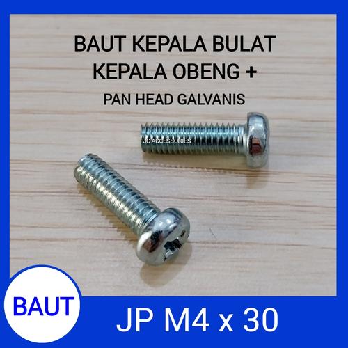 Jual JP M4X30 BAUT KEPALA OBENG + 4X30 BAUT KEPALA BULAT M4 X 30 PAN HEAD BOLT 4 X 30 BOLTS 30mm ...