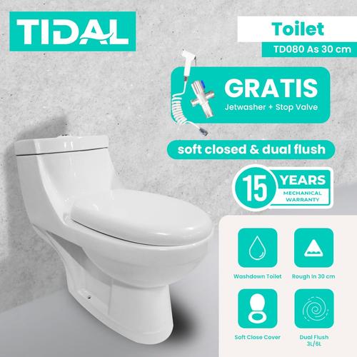 Promo Tidal Toilet Duduk As 30cm Soft Close & Dual Flush Washdown ...