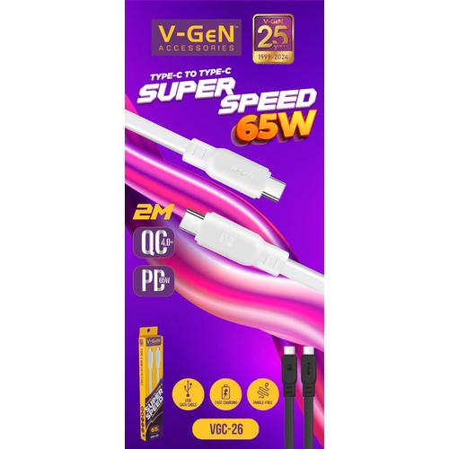 Jual Kabel Data USB V-GeN VGC-26 Super Fast Charging 65W 3A QC4.0+ PD ...