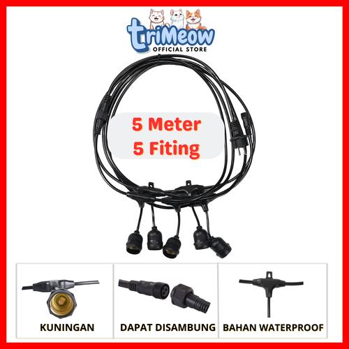 Jual Fitting Kabel 5m 5 Lampu Gantung Cafe 5 Meter 5 Fiting Outdoor 5m ...