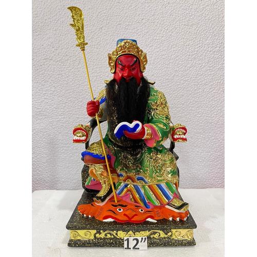 Jual patung dewa Kuan kong kwan kong duduk baju hijau 关公 12in kayu ...