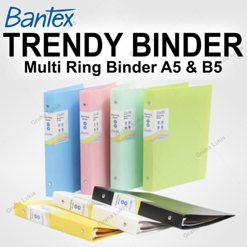 Promo BANTEX Trendy Multi Ring Binder A5 / B5 20 Holes - A5, Black ...