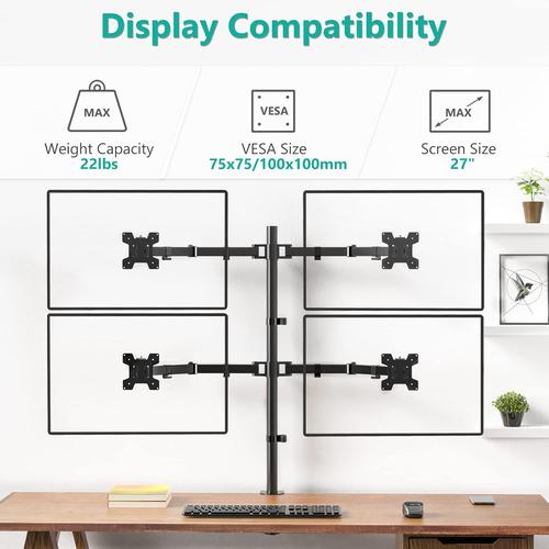Jual BRACKET 4 MONITOR STAND DESK MOUNT 13 - 27 inch UNIVERSAL ...