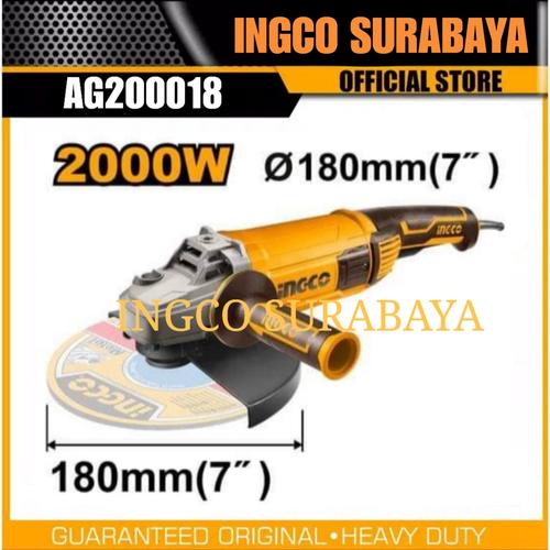 Jual INGCO AG200018 ANGLE GRINDER 7"/180MM MESIN GERINDA TANGAN 7 INCH ...