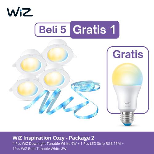 Promo [BELI 5 GRATIS 1] Cozy Pack 2 WiZ Lampu Smart LED Downlight TW 9W, Smart LED Strip 15M RGB ...