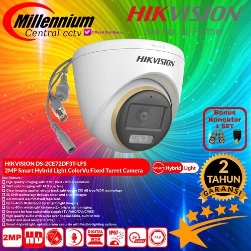 Promo HIKVISION DS-2CE72DF3T-LFS 2MP ColorVu Smart hybrid light Fixed Turret Camera - Lensa 2 ...
