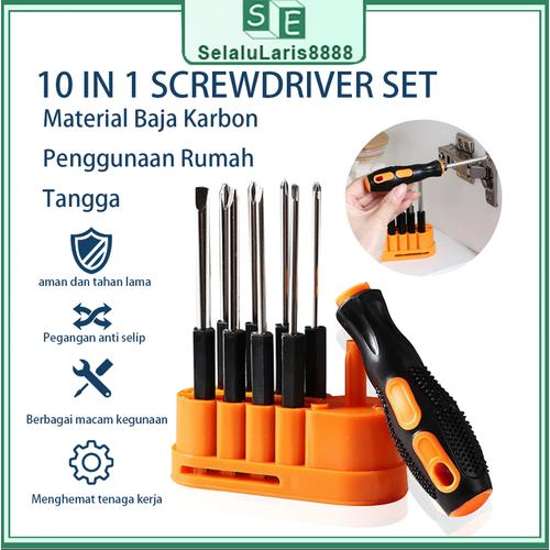 Promo 10 in 1 Obeng Obeng Set Kunci Shock Set Multifunction Screwdriver ...