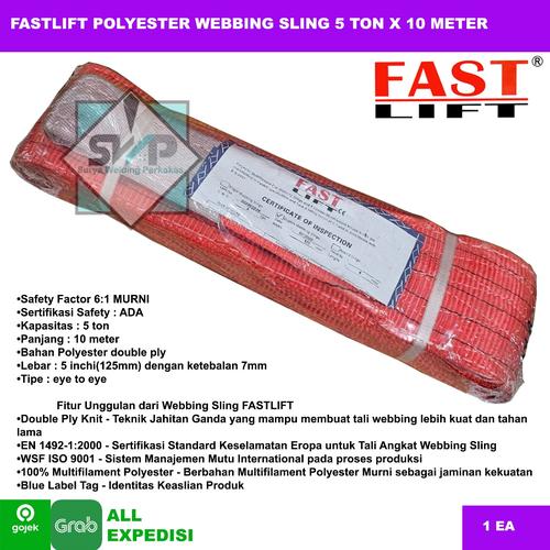 Jual FASTLIFT polyester webbing sling 5 ton x 10 meter/tali angkat ...