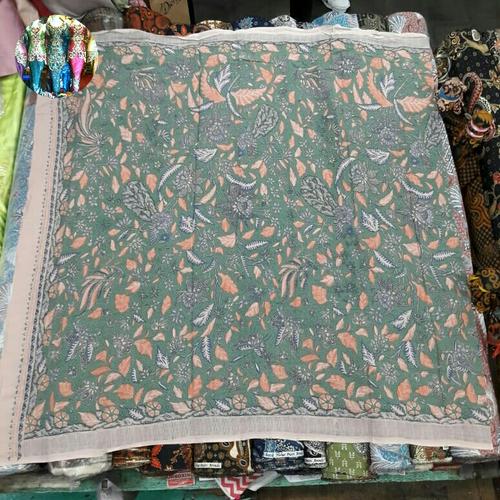 Jual Kain batik paris rayon motif abstrak daun warna hijau toska - Kota ...