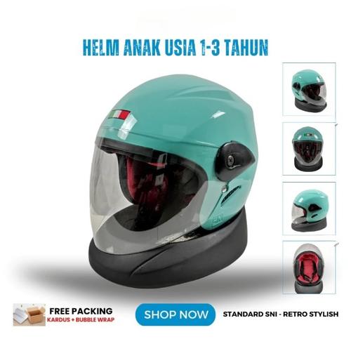 Jual Helm Pilot Retro Italy Helm Anak Junior Half Face - Putih glossy ...