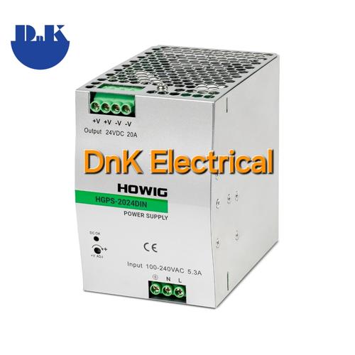 Jual Din Rail Power Supply 100-240Vac 20A 24V Merk HOWIG Type HGPS ...