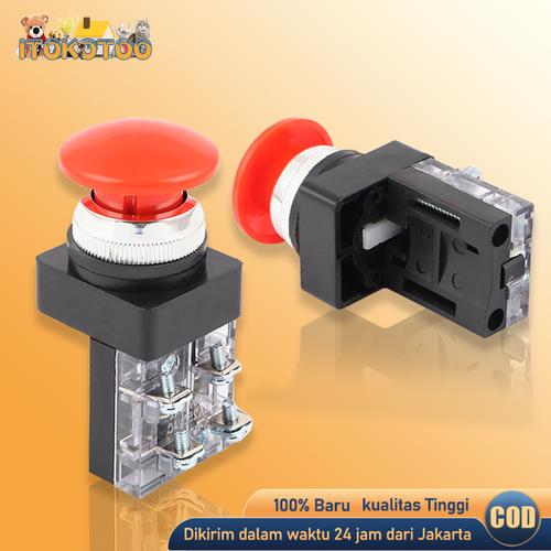 Jual AC 250V 6A 1NO 1NC DPST Momentary Mushroom Head Push Button Switch ...
