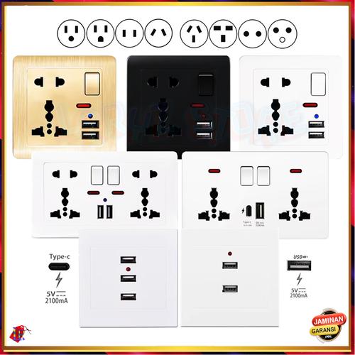 Jual Stop Kontak Dinding Colokan Listrik 2 3 Port USB Universal Soket ...