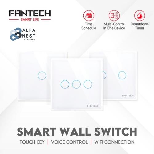 Promo FANTECH Saklar Touch Smart Wall Switch Saklar Lampu WiFi - 3 Gang ...