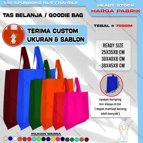 Promo KHUSUS SABLON GOODIE BAG TAS BELANJA SPUNBOND HANDLE TOTEBAG ...