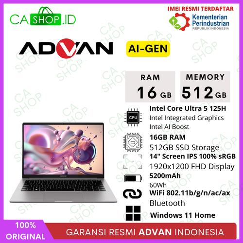 Promo Advan Laptop AI Gen RAM 16GB 512GB Notebook Intel Core Ultra 5 ...