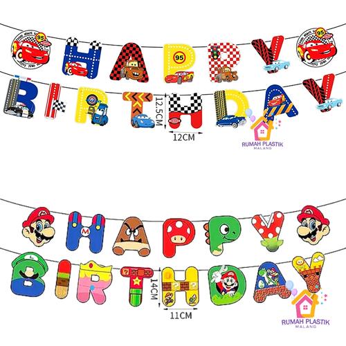 Jual BANNER HAPPY BIRTHDAY CARS MARIO BROSS flag tulisan gantung kertas ...