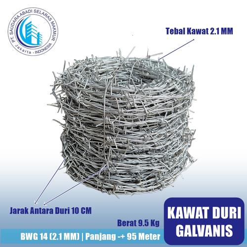 Jual Kawat Duri Galvanis BWG 14 (9.5Kg - 95Mtr) - TOKOPEDIA - Jakarta Barat - Surya Abadi Steel ...