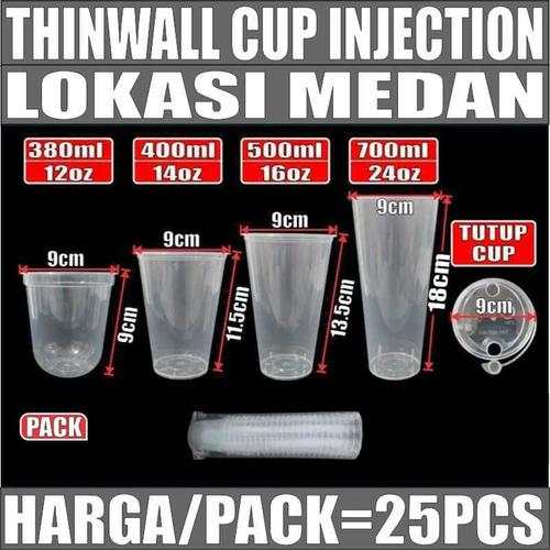 Jual Cup Injection Tebal 380ml 400ml 500ml 700ml n Tutup Sambung Pack ...