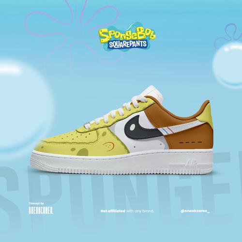 Jual NIKE AIR FORCE SPONGEBOB SQUARE PANTS TEAM CUSTOM PAINT ...