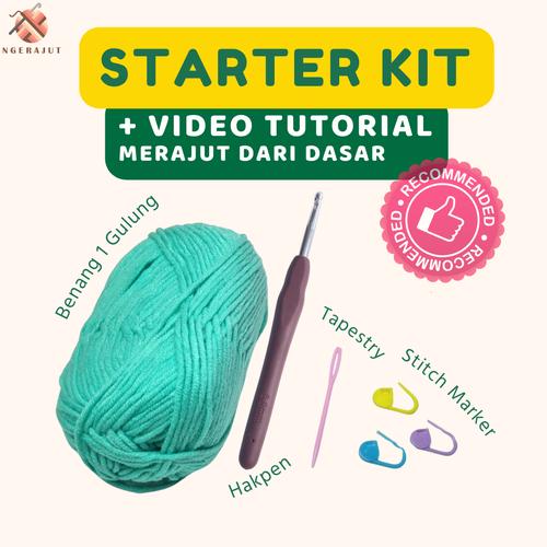 Jual Starter Kit Crochet Belajar Merajut Untuk Pemula - Light Lake Blue ...