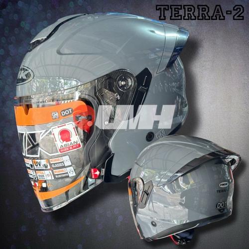 Jual INK TERRA-2 HELM HALF FACE TERBARU DOBLE VISOR - steel blue, M ...