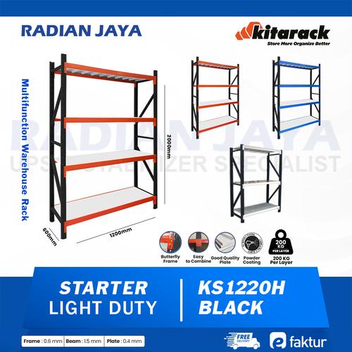 Promo KS1220 Hitam Series Rack Gudang Besi Tinggi 2 Meter Panjang 1.2 ...