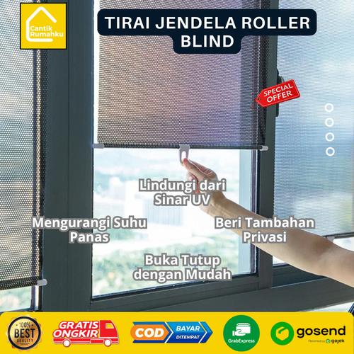 Promo Tirai Jendela Roller Blind Pelindung Kaca Anti Panas Tarik Indoor ...