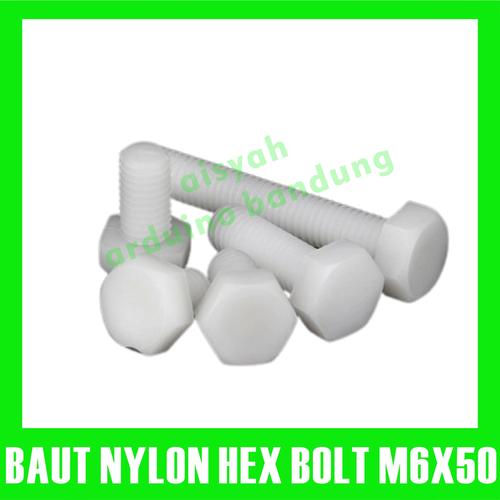 Jual Baut Nilon Hex M6 x 50 White Nylon Bolt Hex 6mm Putih Screw ...