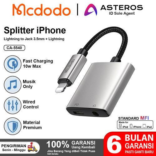 Promo MCDODO Splitter iPhone Ke Jack 3.5Mm +Lightning Audio Open Mic Ca ...