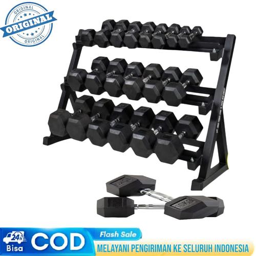 Promo Alat Angkat Beban/Dumbble set 2,5Kg-20Kg Hexsagonal(Original ...