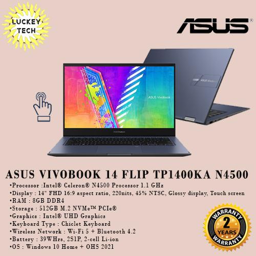 Jual ASUS VIVOBOOK 14 FLIP TP1400KA TOUCH N4500 8GB 512SSD W11+OHS 14 ...