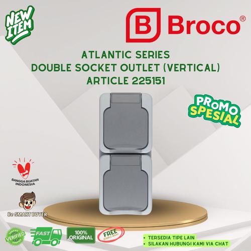 Jual BROCO Atlantic 225151 Stop Kontak 2G Double Socket Outlet Vertical ...