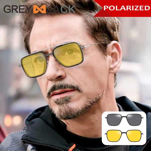 Jual Grey Jack Kacamata Clip On 3 in 1Tony Stark Free 2 Lensa Polarized Bahan Metal Model Kotak ...