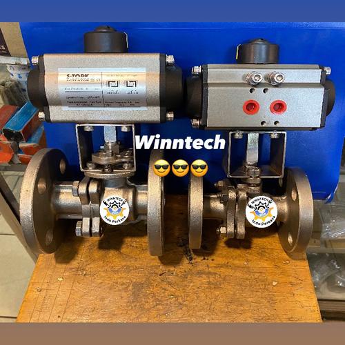 Jual Ball valve stainlees steel 304 flange jis 10K with pneumatic ...
