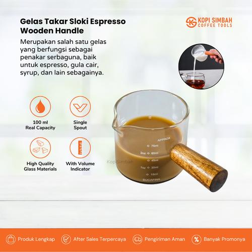 Promo Gelas Sloki Espresso Gagang Kayu 100ml Espreso Coffee Shot Glass ...