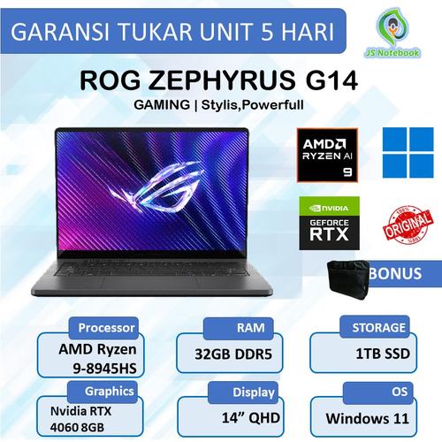 Promo ASUS ROG ZEPHYRUS G14 OLED GA403UV RYZEN 9 8945HS RTX4060 8GB ...